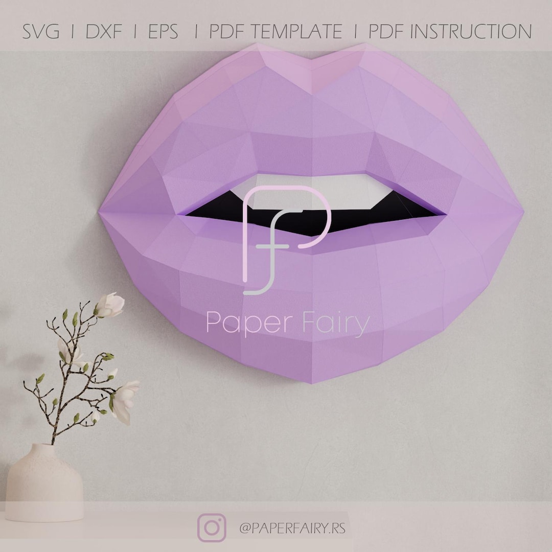 3D Papercraft Lips Template: Low Poly Wall Art (PDF Pattern) - Etsy