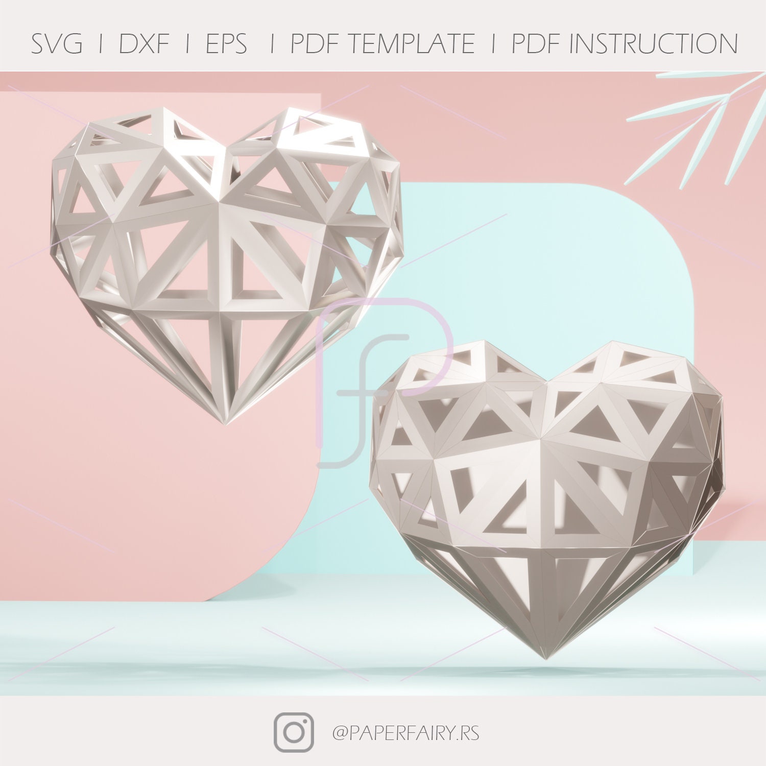 3D Papercraft Heart Template 2 Designs Low Poly Heart Art - Etsy Australia