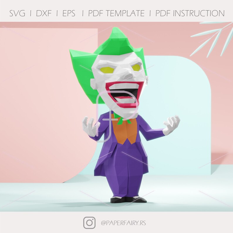 Low Poly Joker Doll 3d Papercraft Sculpture Doll 3D Paper - Etsy