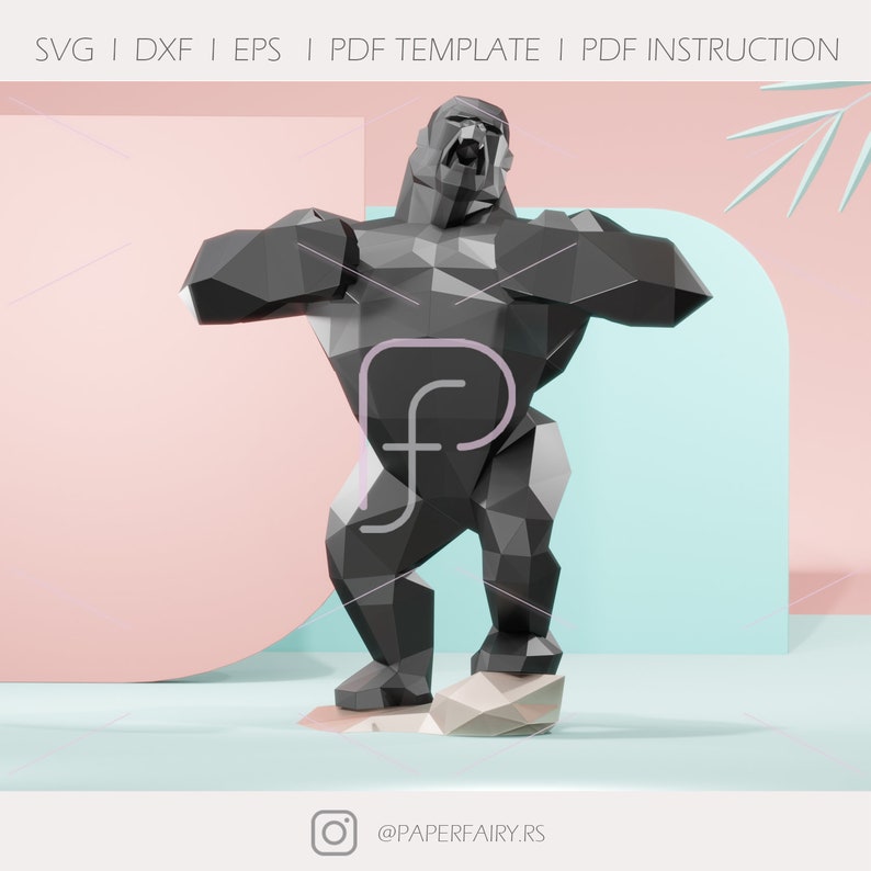 Angry Gorilla Papercraft Sculpture3d Gorilla Paper Model - Etsy