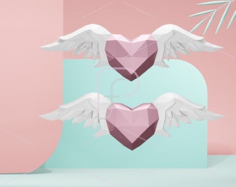 3D Papercraft Heart Template Low Poly Heart Art Decor | Etsy