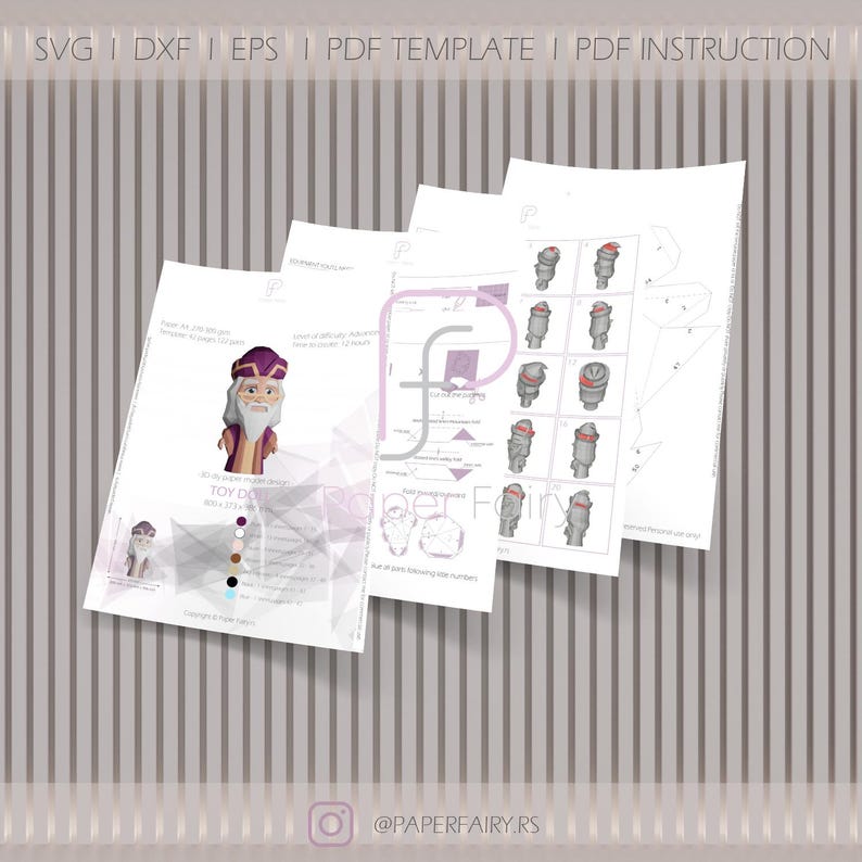 Wizard Papercraft Template: Low Poly 3D Puzzle (PDF, SVG, DXF) - Etsy
