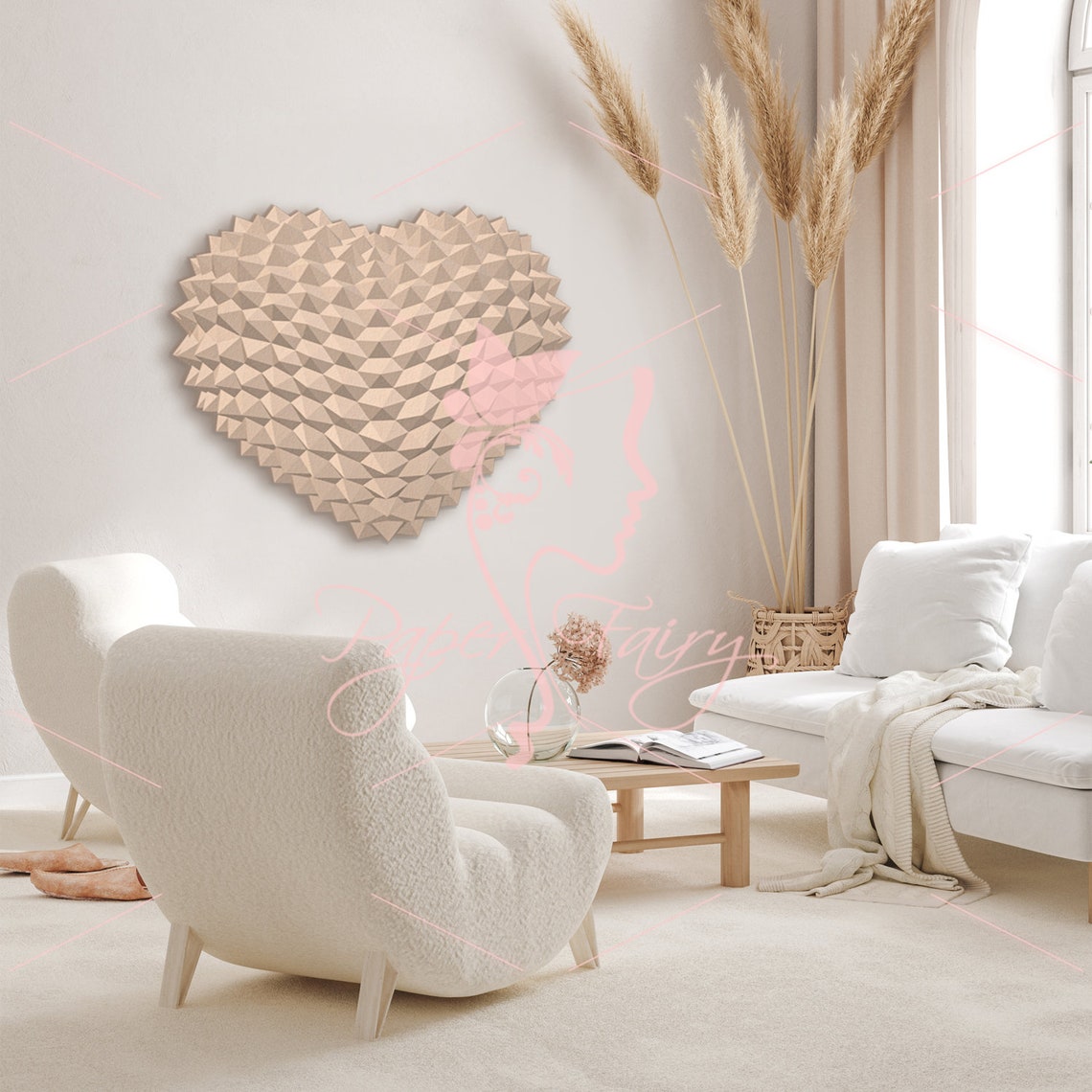 3D Papercraft Heart Template Low Poly Heart Art Decor | Etsy
