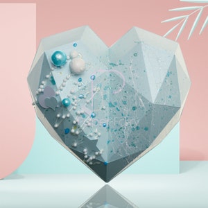 Papercraft Heart Box Template | Low Poly Heart Box Art Decor Sculpture ...