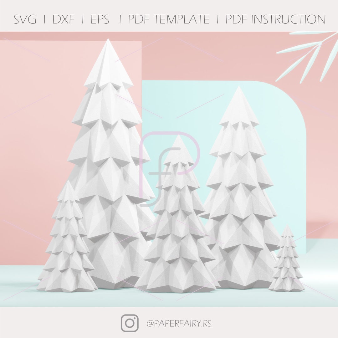Árboles de Navidad Low Poly, árbol de Navidad Papercraft de 5 tamaños ...