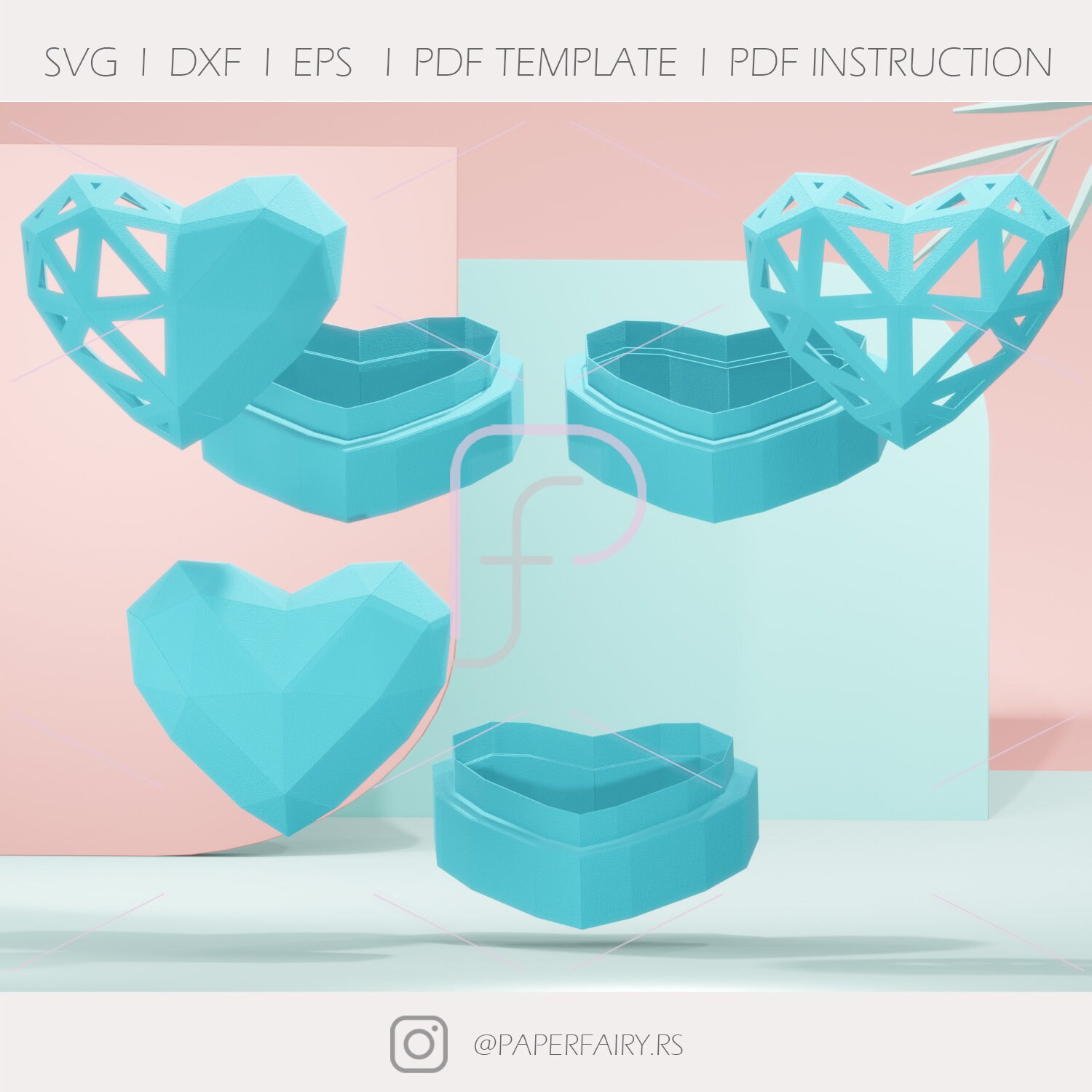 3 Designs Papercraft Heart Box Template Low Poly Heart Box - Etsy UK