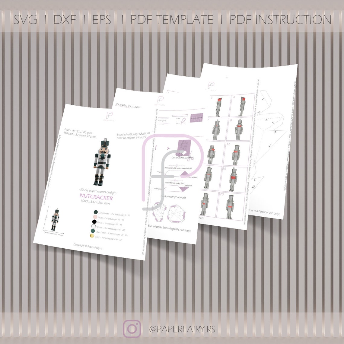 Low Poly Nutcracker,papercraft Nutcracker, PDF Template, Paper ...