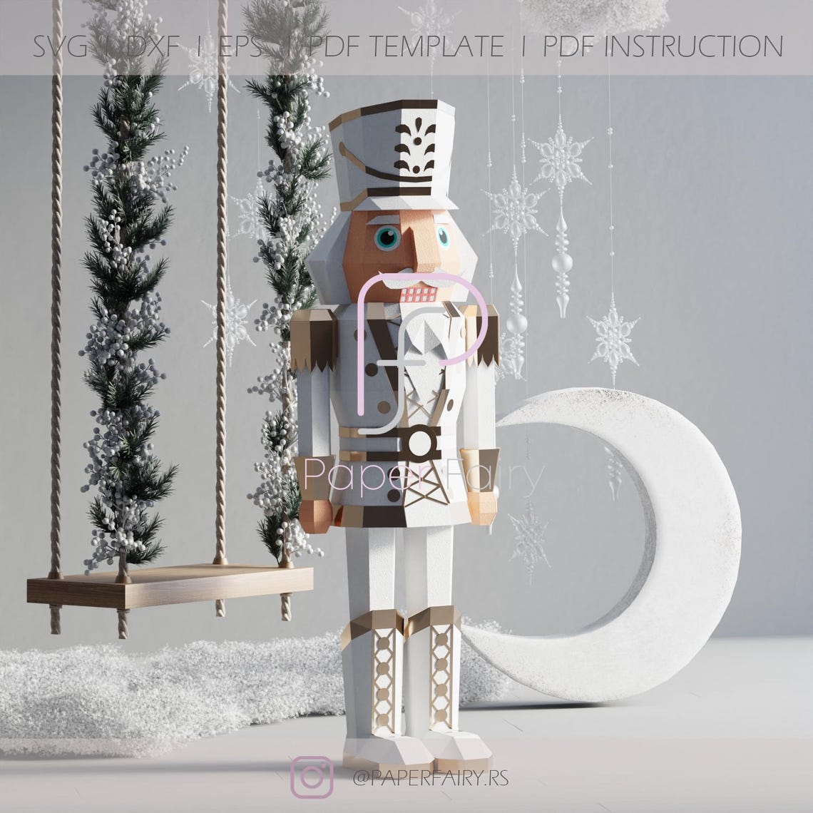 Low Poly Nutcracker,papercraft Nutcracker, PDF Template, Paper ...
