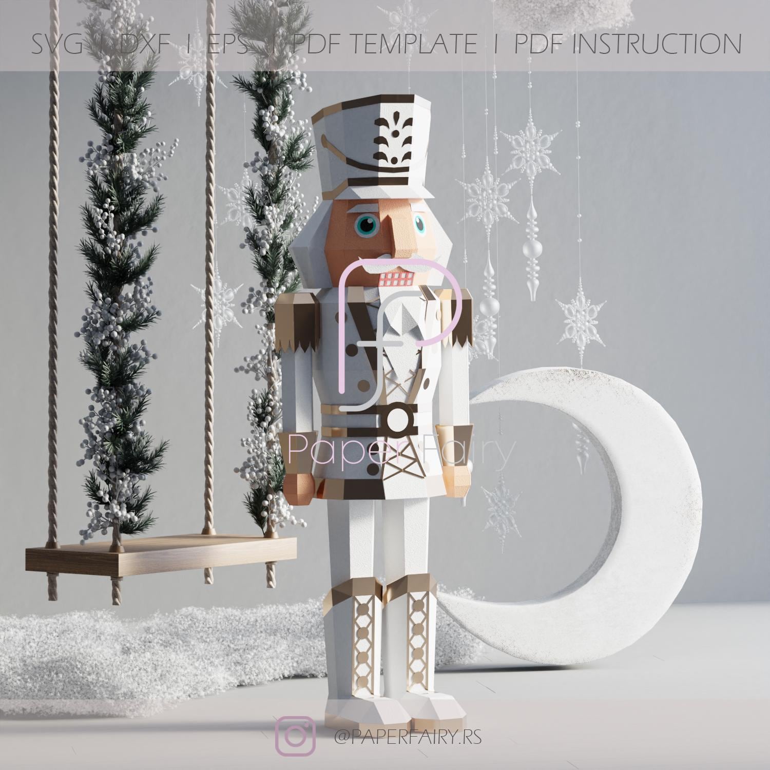 Low Poly Nutcracker,papercraft Nutcracker, PDF Template, Paper ...