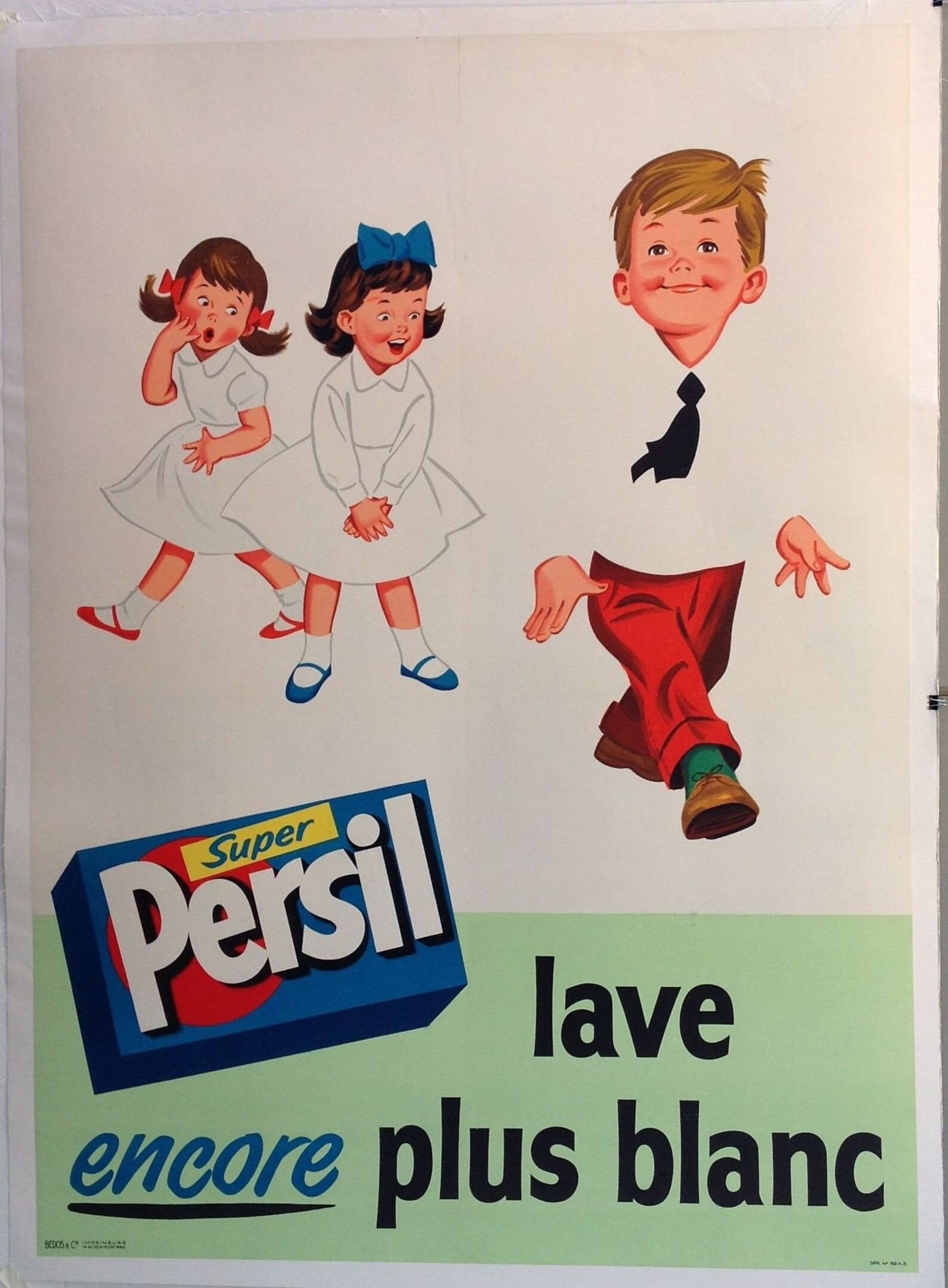 Vintage poster publicitario litografía Persil 'Lave encore plus blanc ...