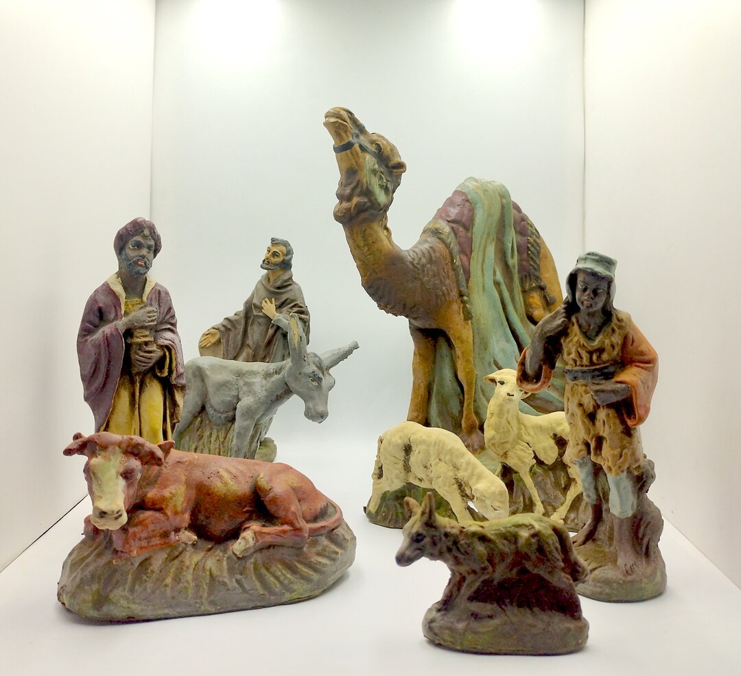 1920s Antique Vintage Christmas Nativity Three Wise Men Set Rubber ...