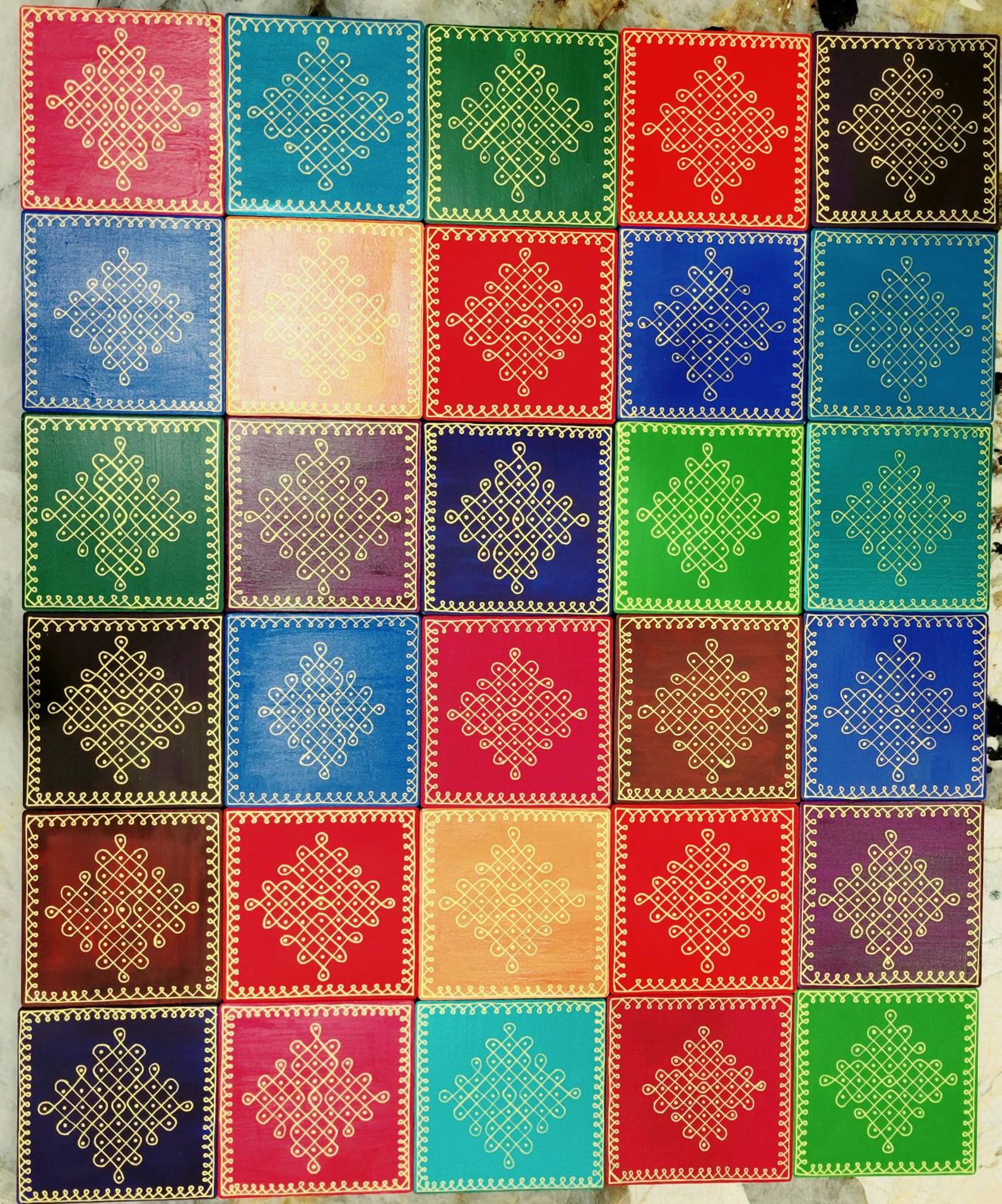 Hand Drawn Colorful Ethnic Indian Dot Rangoli and Mandala Wood - Etsy