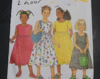 New Look 6613 Children's A Line Sleeveless Sundresses W/ Raised Waist ...