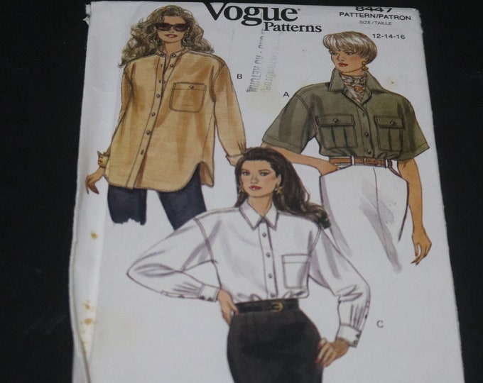 Vogue 8447 Misses Shirt Sewing Pattern - UNCUT - Size 12 14 16 - Etsy