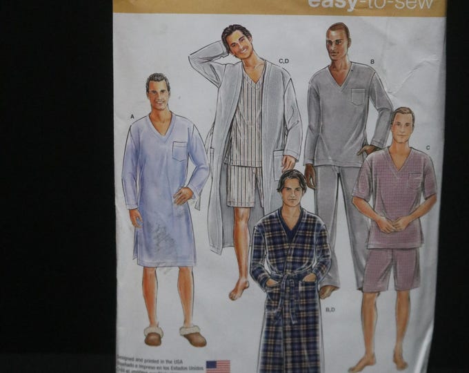 Simplicity 1021 Men's Robe and Nightshirt or Pajamas in Two Lengths Sewing Pattern UNCUT Size XS ...