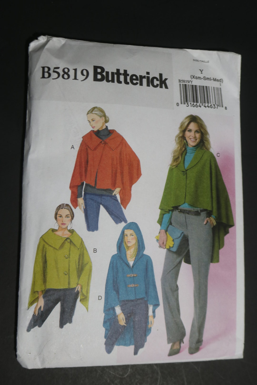 Butterick 5819 Misses Wrap and Cape Sewing Pattern UNCUT Size Xsm Sml ...