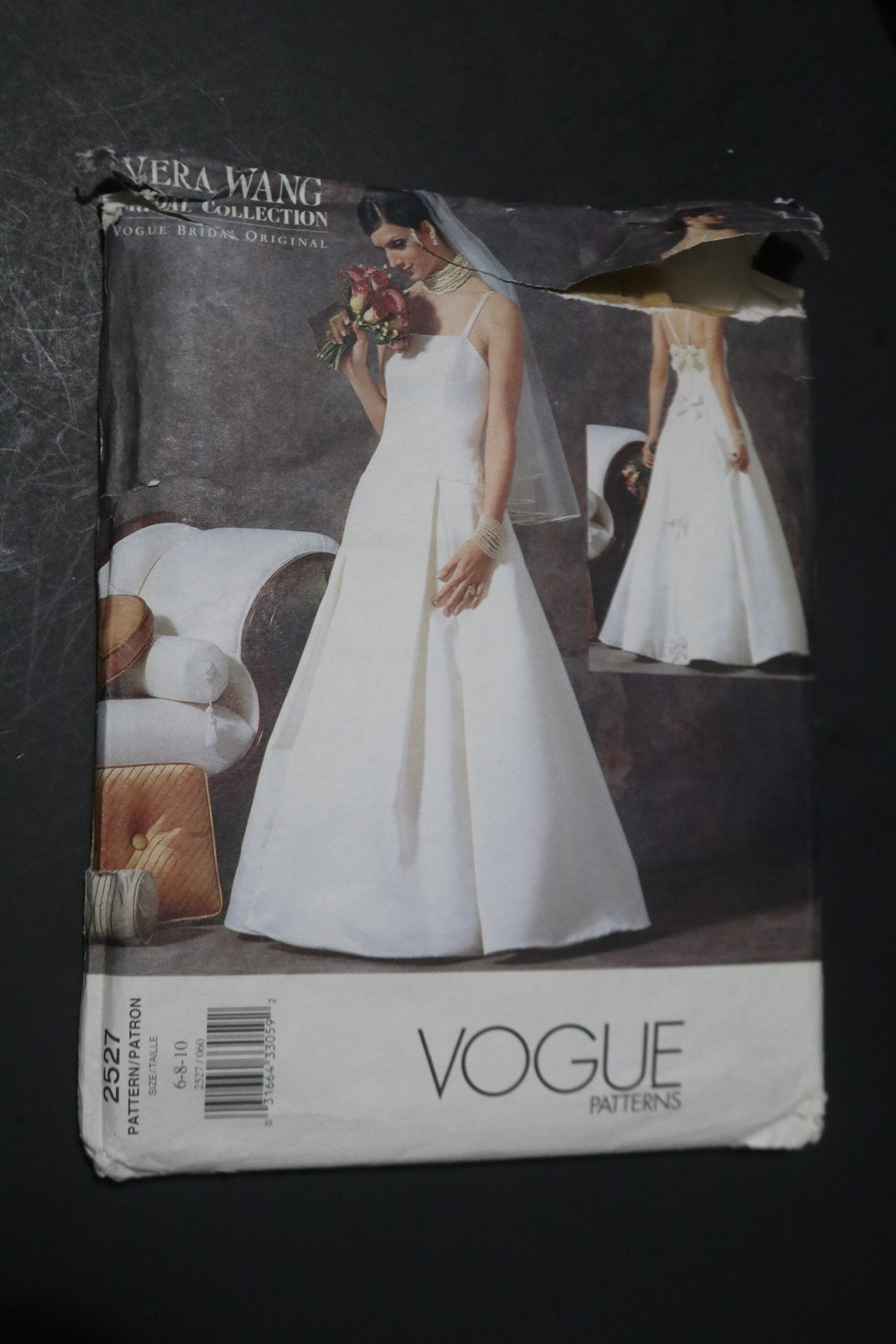 Vogue 2527 Vera Wang Misses Dress Sewing Pattern UNCUT Size 6 8 10 Vogue Bridal Original Wedding ...