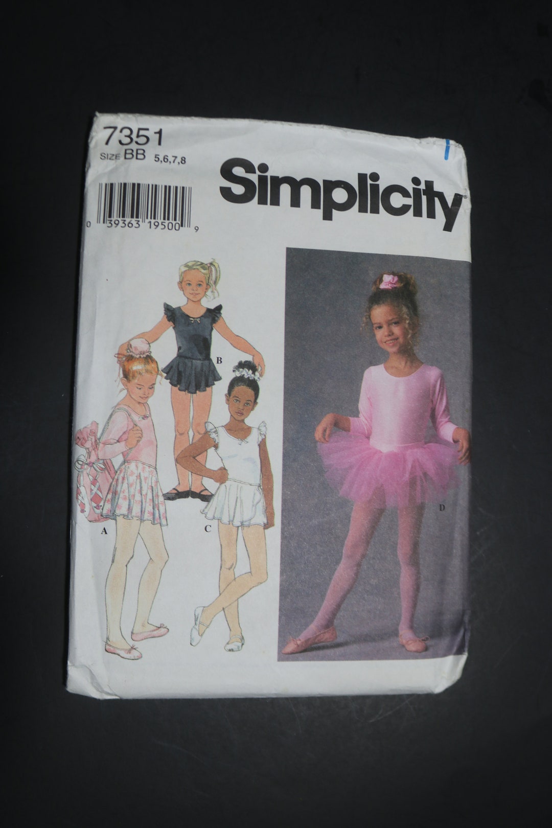 Simplicity 7351 Childs Leotards Skirts Tutu Bag and Hair Accessories Sewing Pattern UNCUT Size 5 ...
