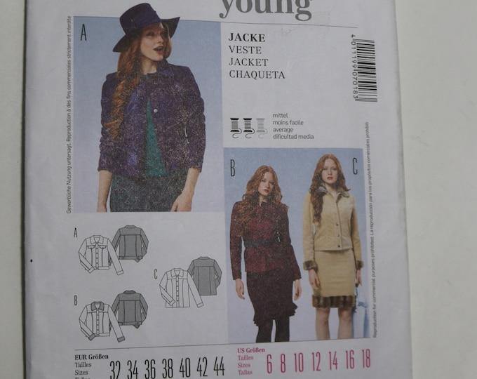 Burda 7018 Semi Fitted Jacket Sewing Pattern - UNCUT - Size 6 8 10 12 14 16 18 - Etsy