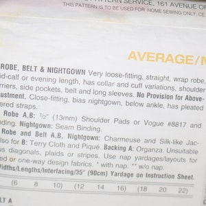 Vogue 9346 Robe Belt and Nightgown Sewing Pattern UNCUT Size 6 8 10 - Etsy