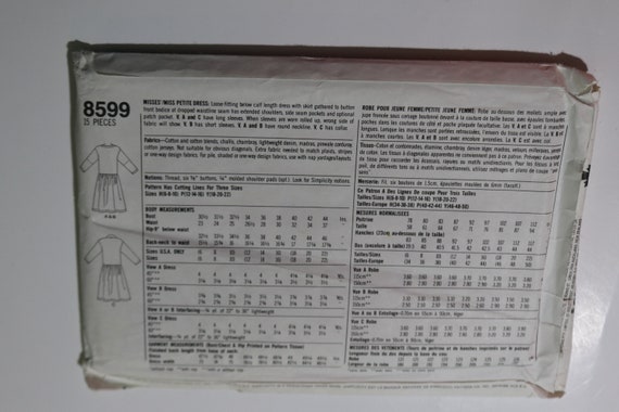 Sewing & Fiber UNCUT Size 12 14 16 Simplicity 8599 Misses miss petite ...