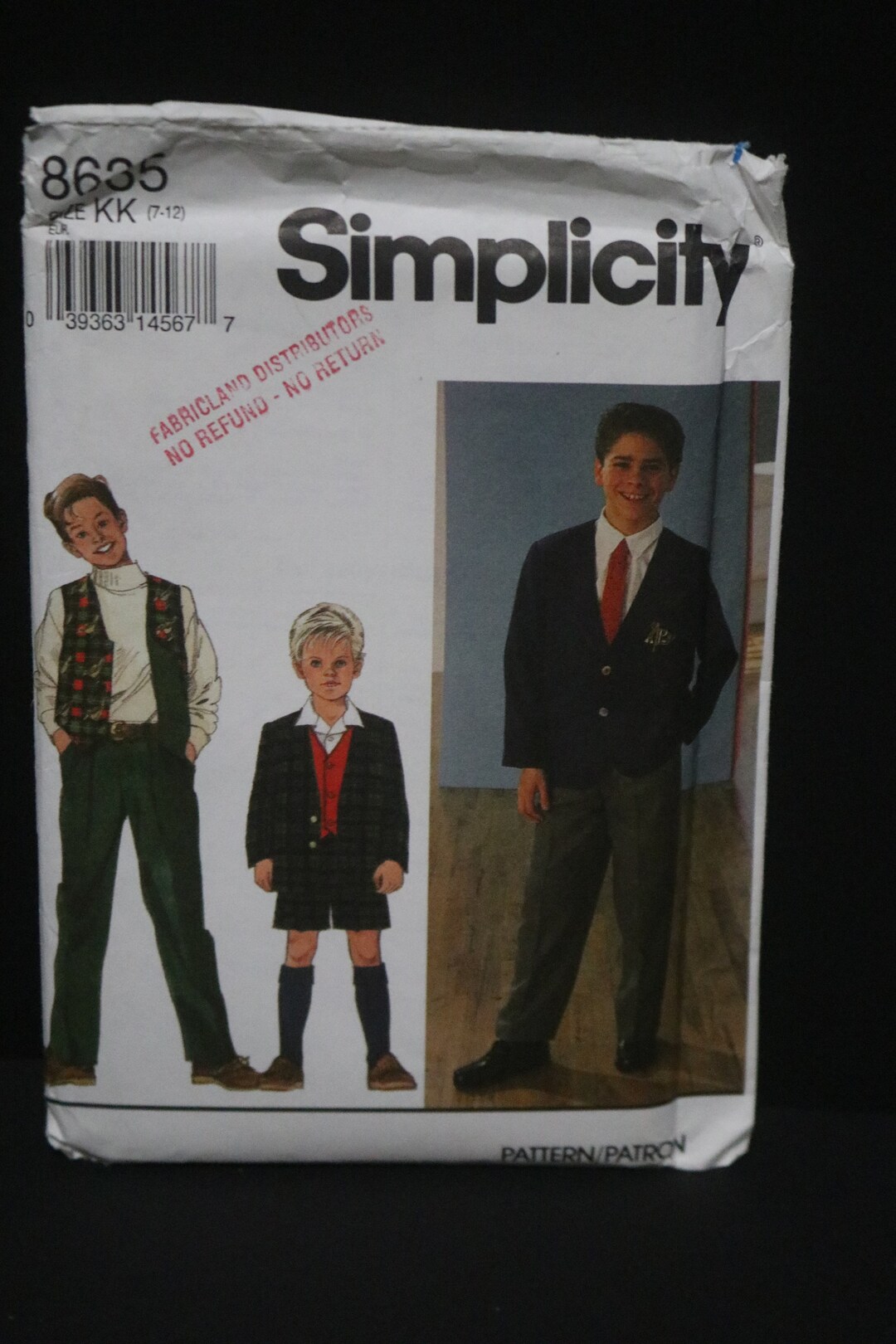 Simplicity 8635 Boys Pants or Shorts, Lined Vest and Jacket Sewing ...