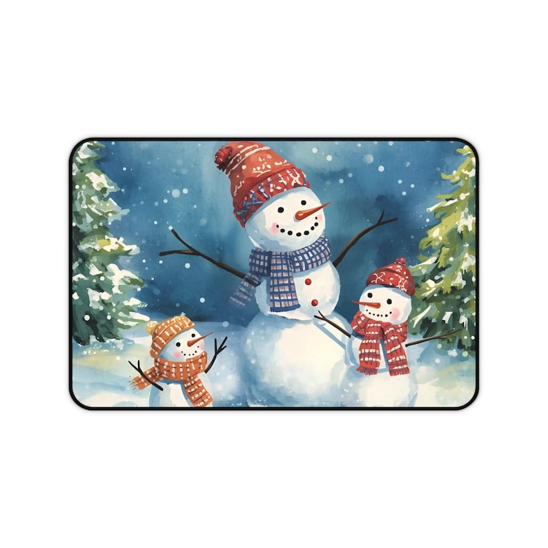 Snowman Family Desk Mat | Winter Snow Scene Mouse Pad - Etsy
