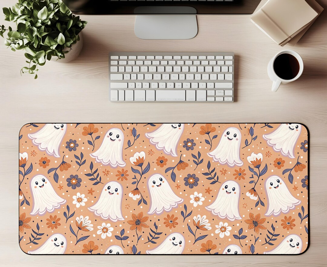 Pastel Ghost Desk Mat, Spooky Kawaii Computer Mat, Autumn Office Decor ...