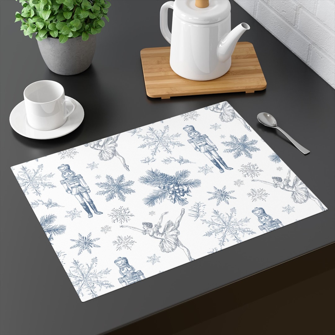 Nutcracker Ballet Placemat, Cotton Twill Christmas Placemat, Blue ...