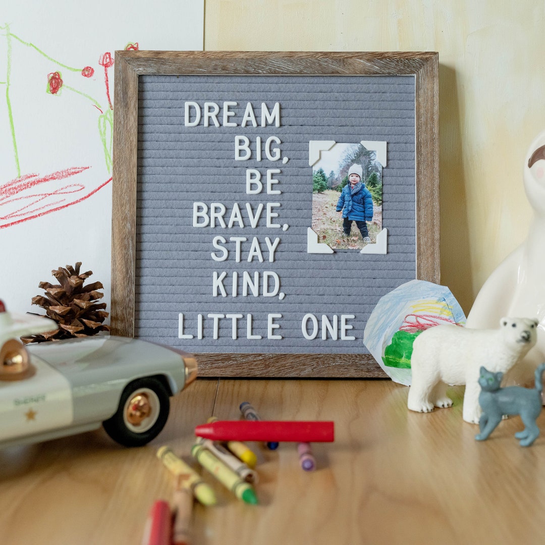 Felt Letter Board Set With Farmhouse Rustic Wood Frame 10x10 Grey With ...