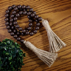 Farmhouse Wood Bead Garland Home Decor Natural Wooden Garland - Etsy