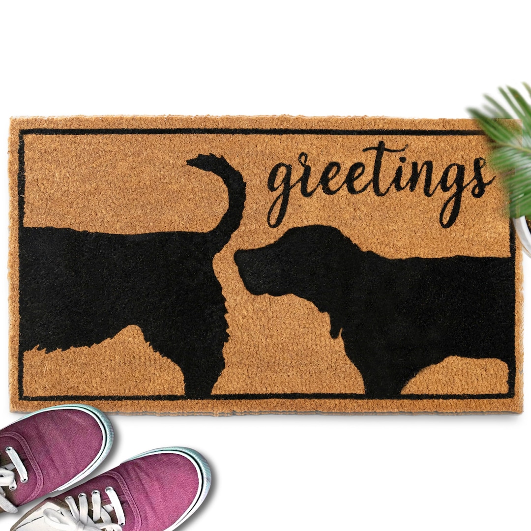 Greetings Dog Coir Doormat: Funny Animal Lover Welcome Mat - Etsy