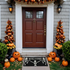 MAINEVENT Skeleton Door Mat 30x17 Inch, Skeleton Outdoor Mat, Halloween ...