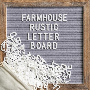 Felt Letter Board Set With Farmhouse Rustic Wood Frame 10x10 Grey With ...