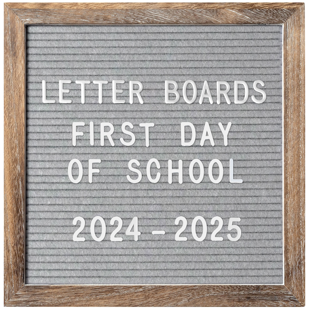 Felt Letter Board Set With Farmhouse Rustic Wood Frame 10x10 Grey With ...
