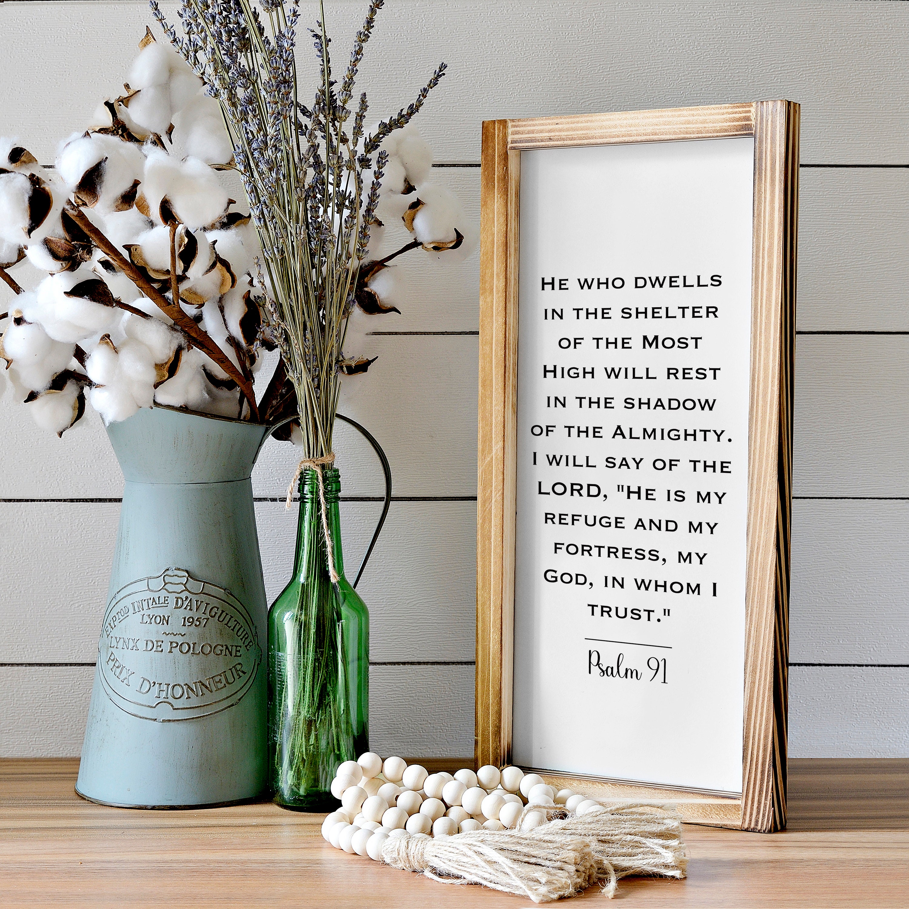 Psalm 91 Wall Art Sign Scripture Wall Art Rustic Farmhouse - Etsy