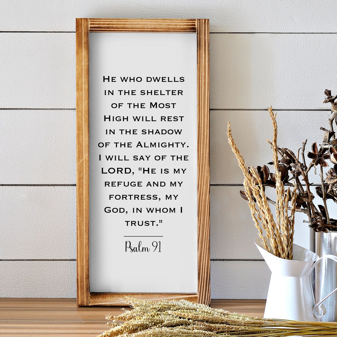 Psalm 91 Wall Art Sign - Scripture Wall Art, Rustic Farmhouse Decor for ...