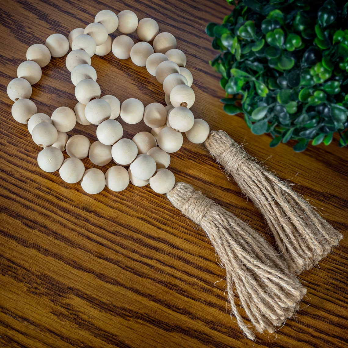 Farmhouse Wood Bead Garland Home Decor Natural Wooden Garland - Etsy