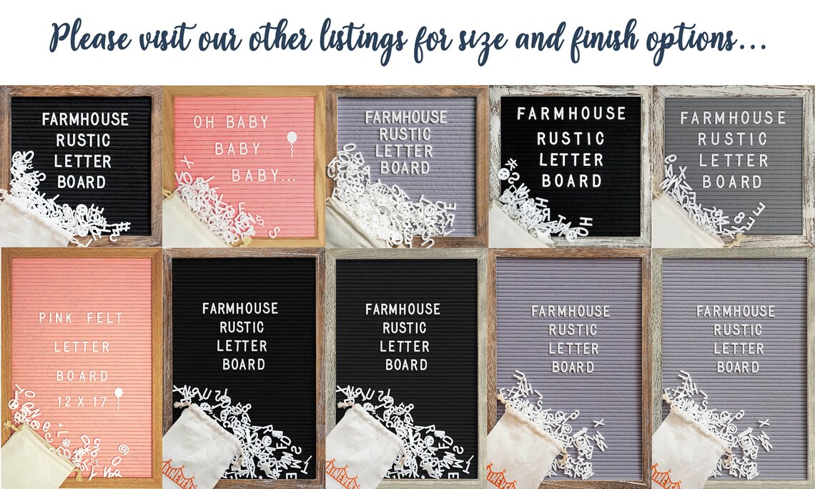 Felt Letter Board Set With Farmhouse Rustic Wood Frame 12x17 | Etsy