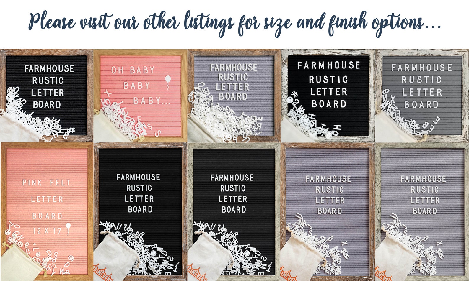 Felt Letter Board Set With Farmhouse Rustic Wood Frame 12x17 | Etsy