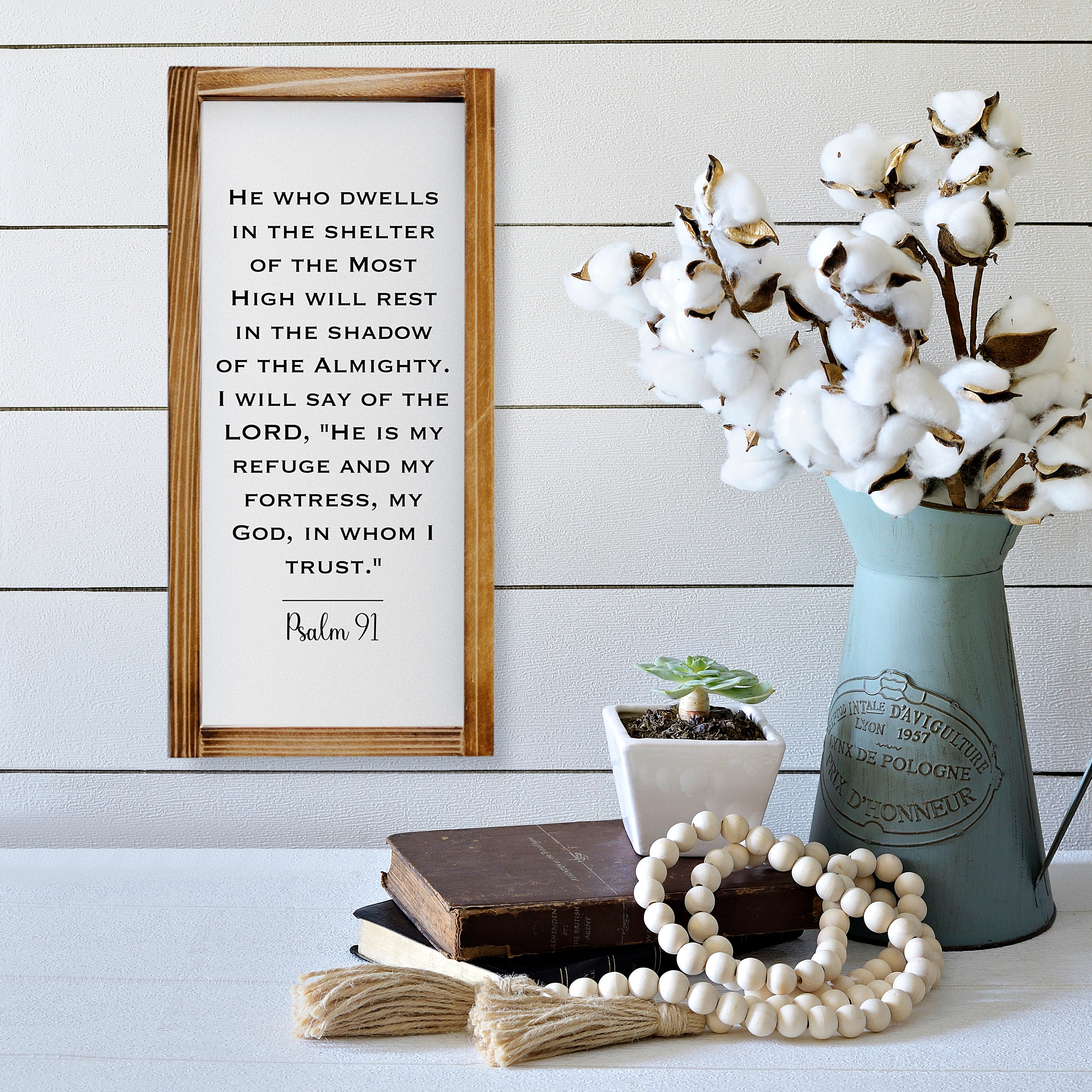Psalm 91 Wall Art Sign Scripture Wall Art Rustic Farmhouse - Etsy