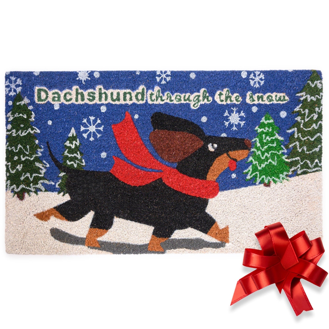 MAINEVENT Dachshund Through the Snow Door Mat 30x17 Inch, Dog Christmas ...