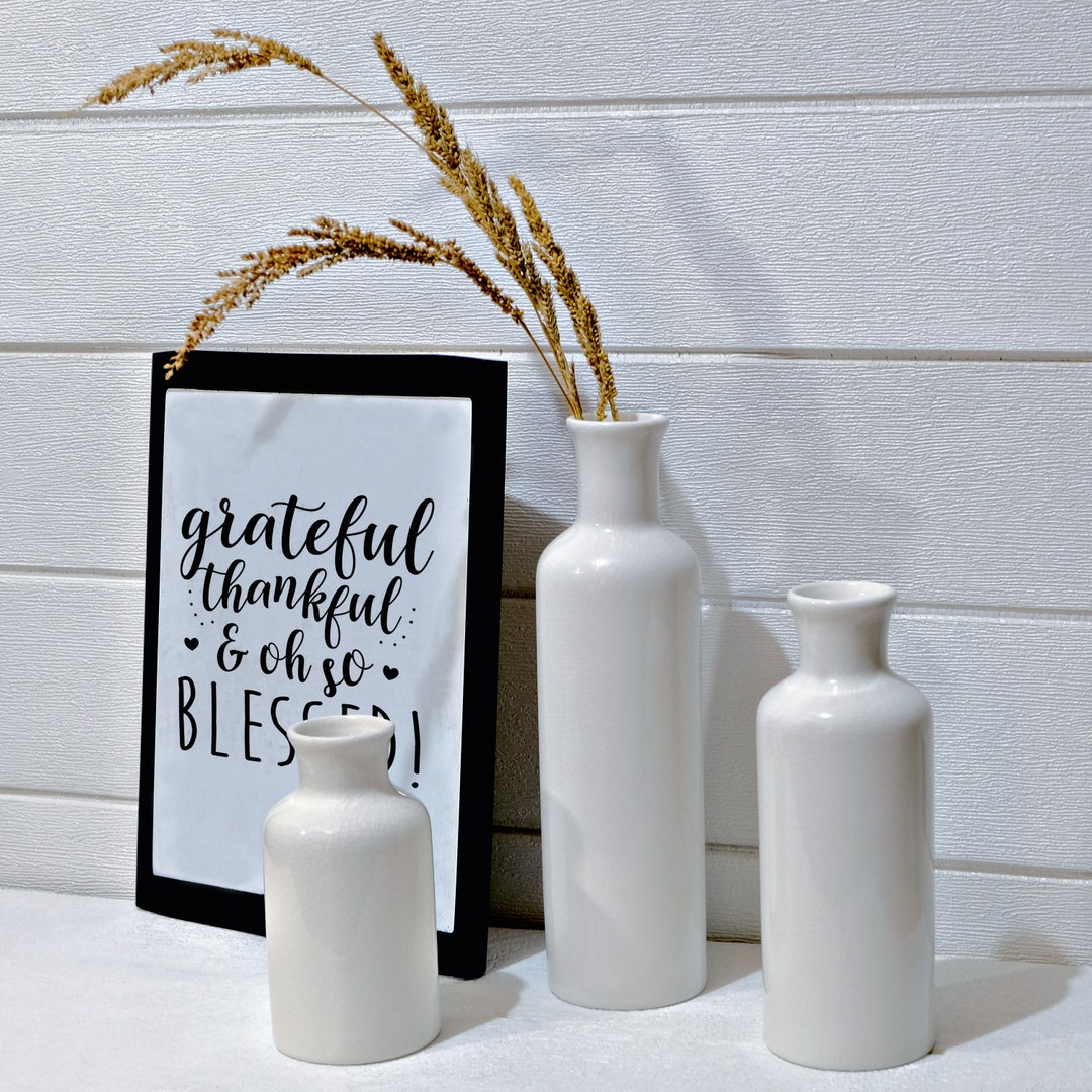Modern Farmhouse Vase Set of 3 White Vases Decor Decorative - Etsy ...