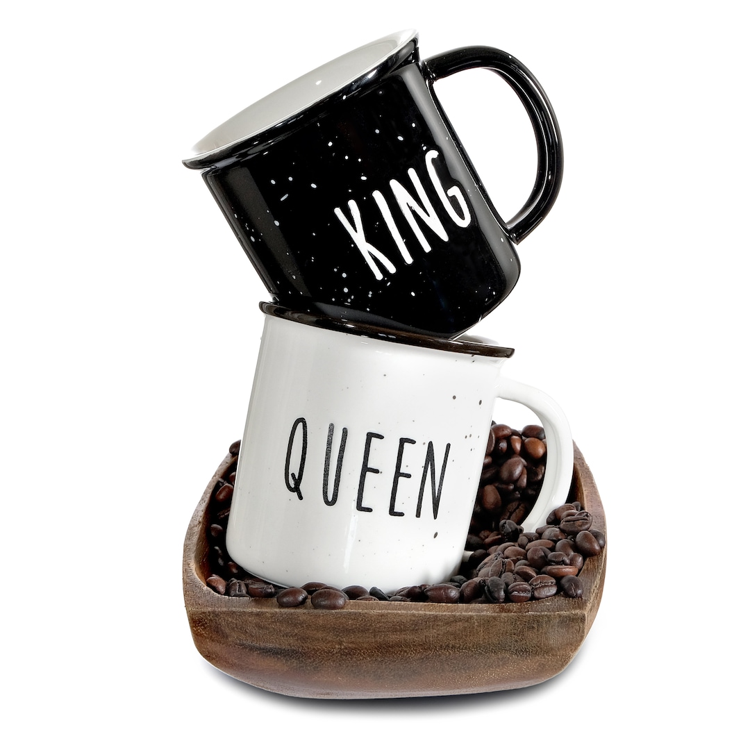 King Queen Coffee Mug Set of 2 Ceramic 11 Oz., King Queen Mug Set, King Queen Coffee Mug Set ...