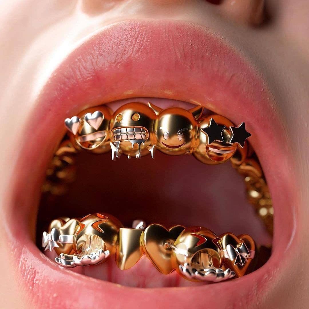 Custom Emoji Grillz,vvs Moissanite Diamond Grillz , Starling Silver ...