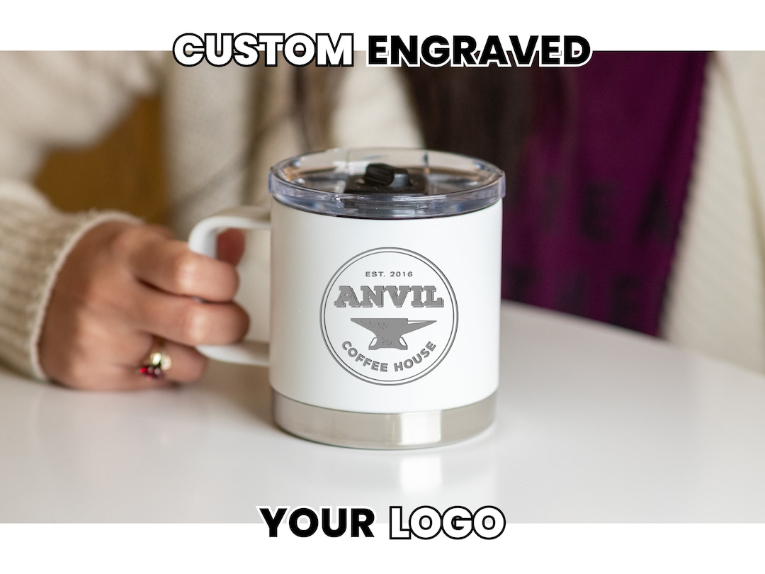 Logo Engraved Travel Mug Custom Insulated Coffee Mug Business Branded ...