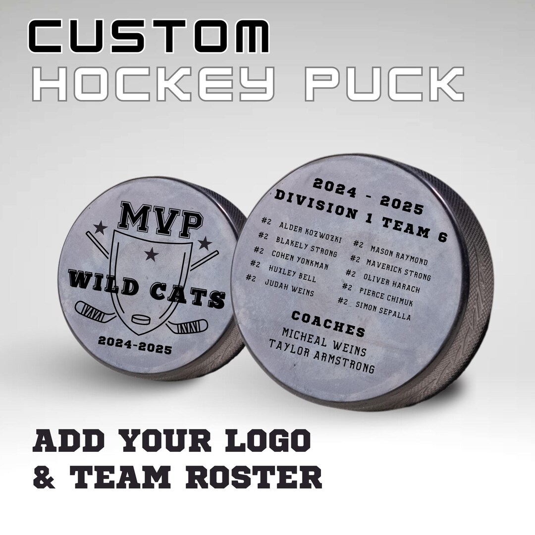 Personalized Hockey Puck, Engraved MVP Award, Add Your Team Logo ...