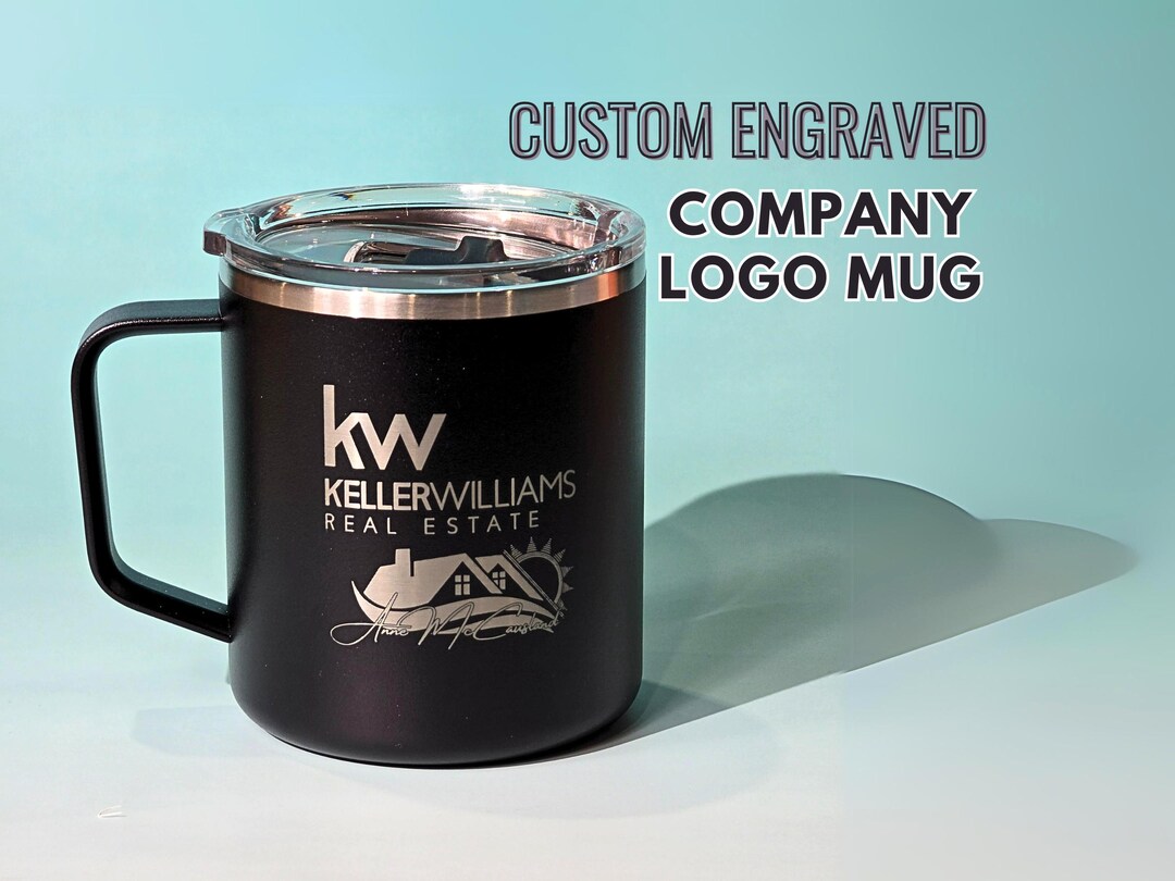 Logo Engraved Coffee Mug 18oz, Personalized Coffee Mug With Business ...