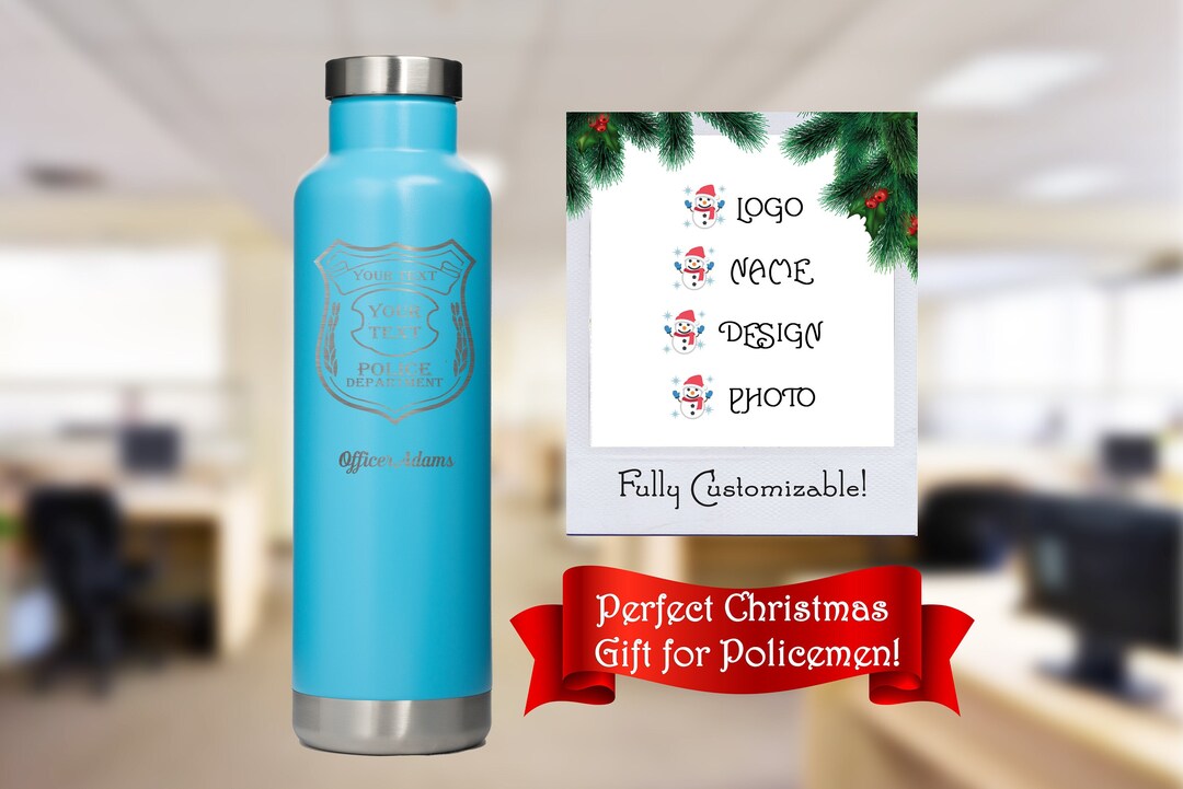 Custom Engraved Flask for Police Officer 27 Oz, Personalized Water ...