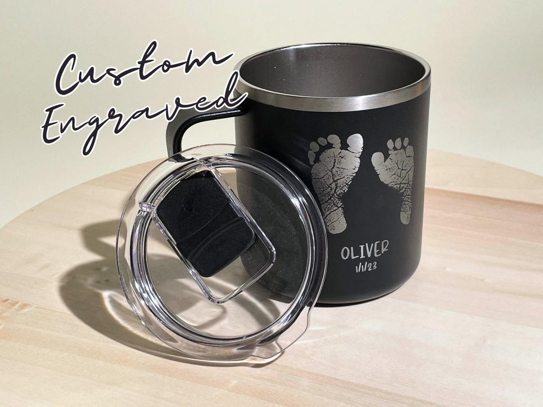 New Dad Gift, Baby Footprint Mug, Personalized Coffee Cup, Engraved ...